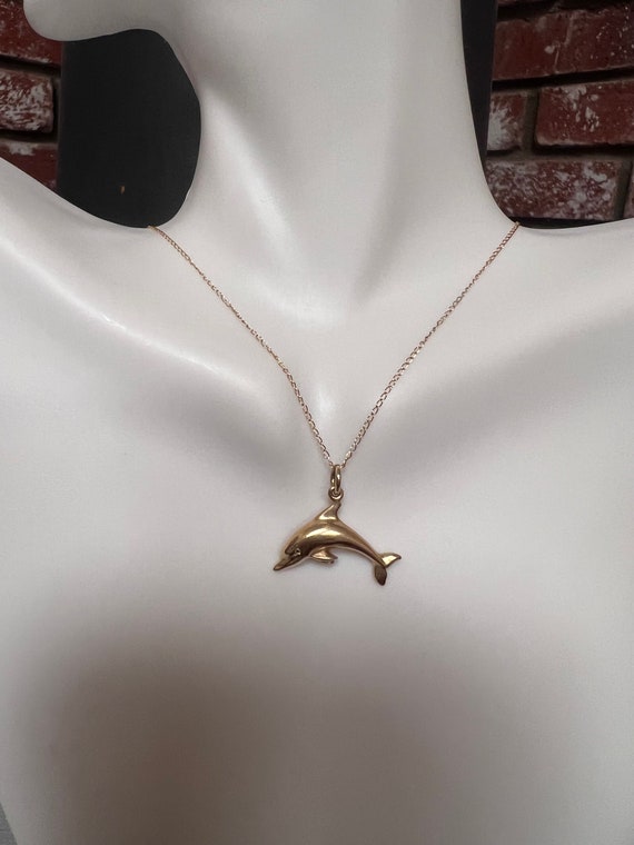 14K Solid Gold Dolphin Pendant. Gold Chain Not Includ… - Gem
