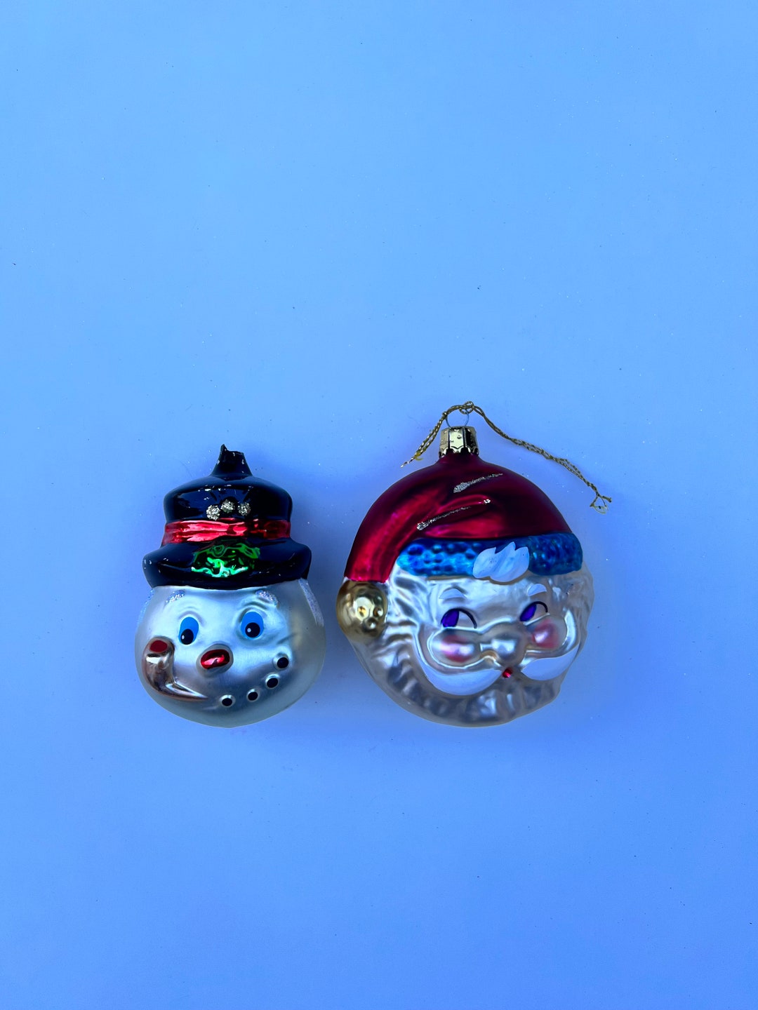 Santa and Snowman Glass Ornaments. A Fun Addition to Your Christmas ...