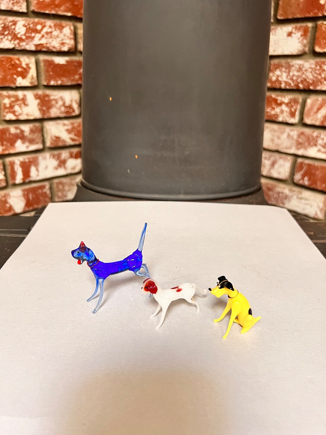 Miniature Hand Blown Glass Dog Figurines. Cute and Adorable. A Cute ...