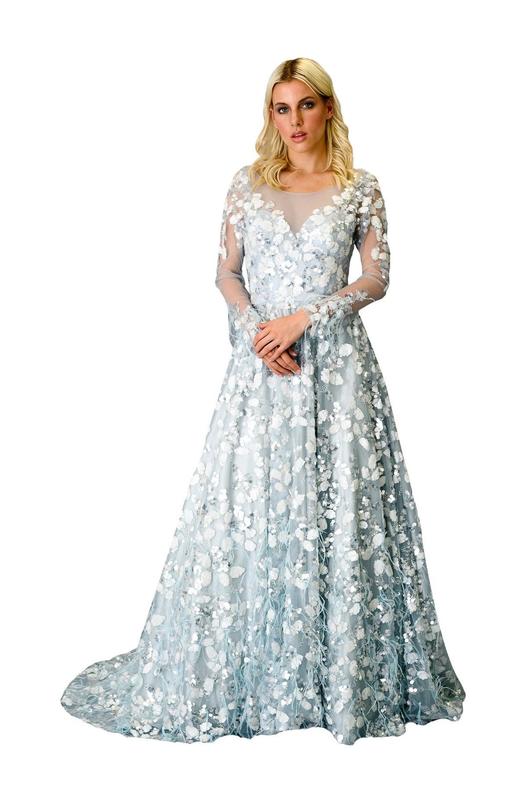 Train Ostrich Feathers Gown - Etsy