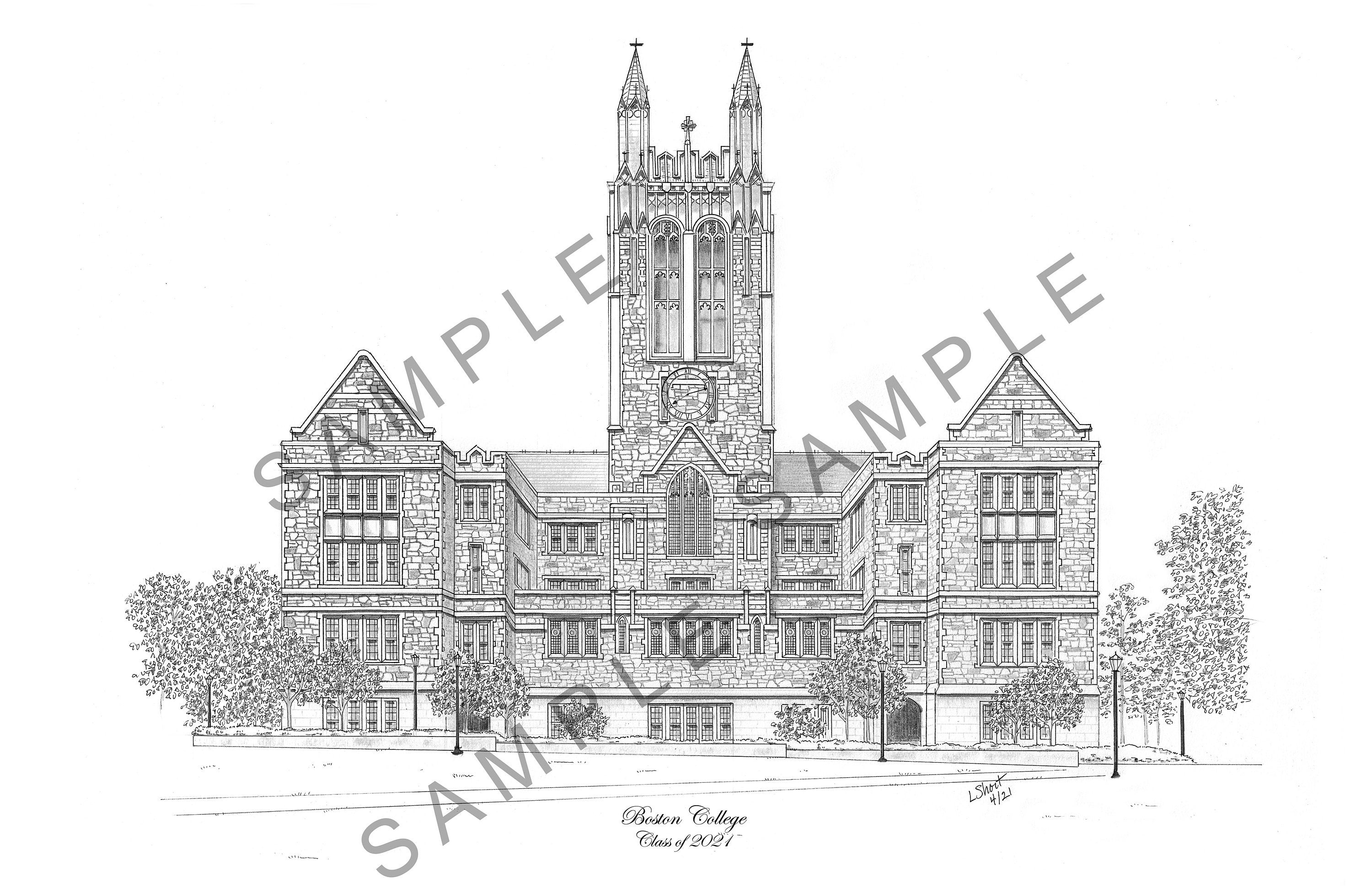 Boston College Gasson Hall Art Print - Etsy