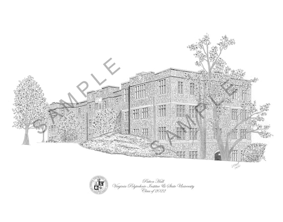 Virginia Tech Patton Hall Art Print | Etsy