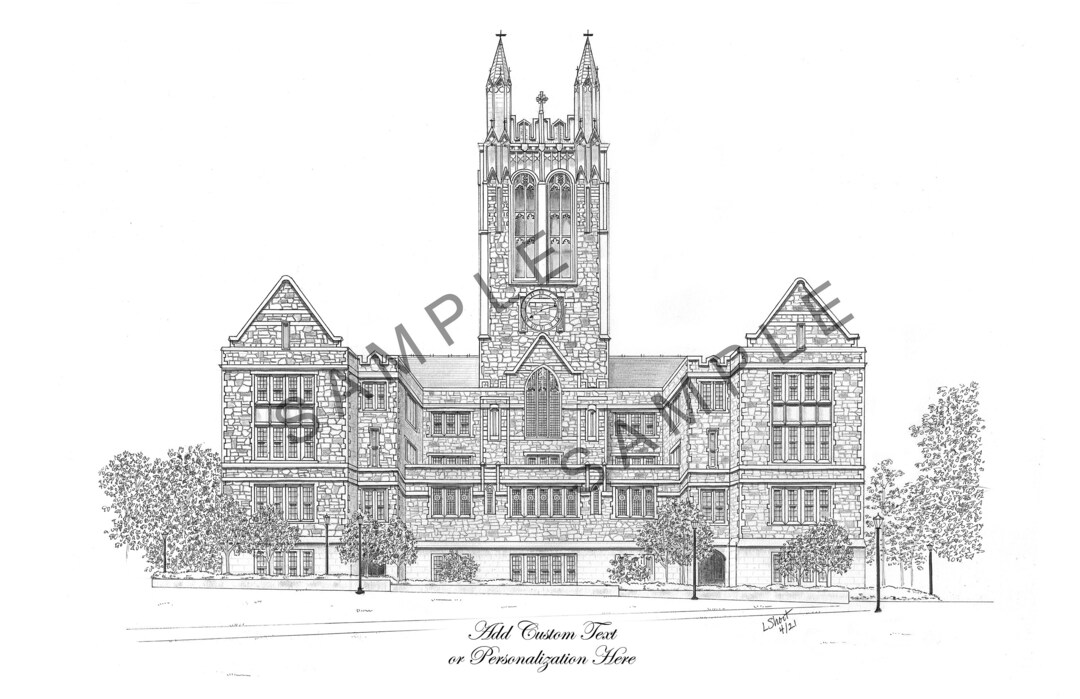 Boston - College Gasson Hall Art Print - Etsy