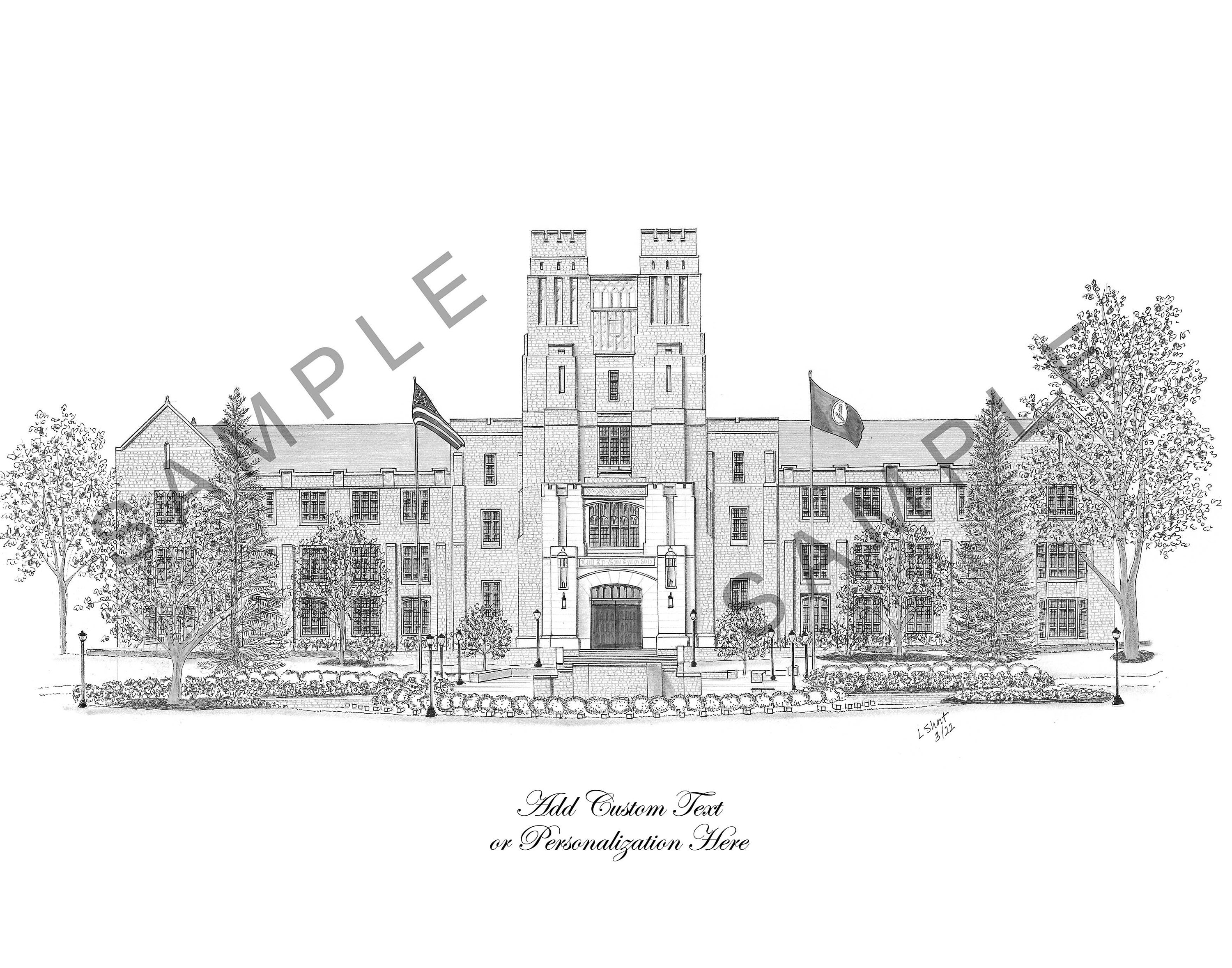 Virginia Tech Burruss Hall Art Print - Etsy