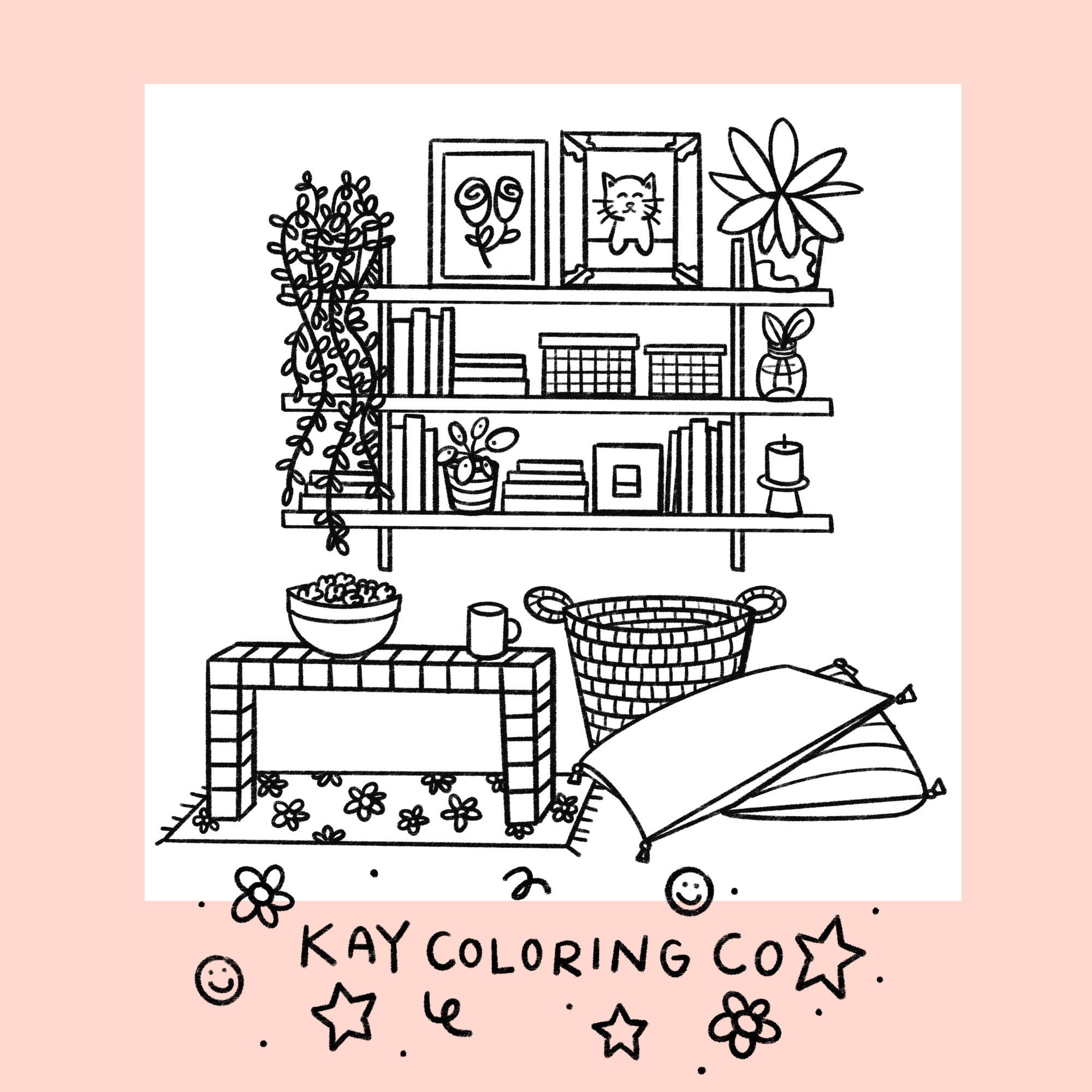 Living & Lounging Set · Coloring Pages · Download · Printable - Etsy