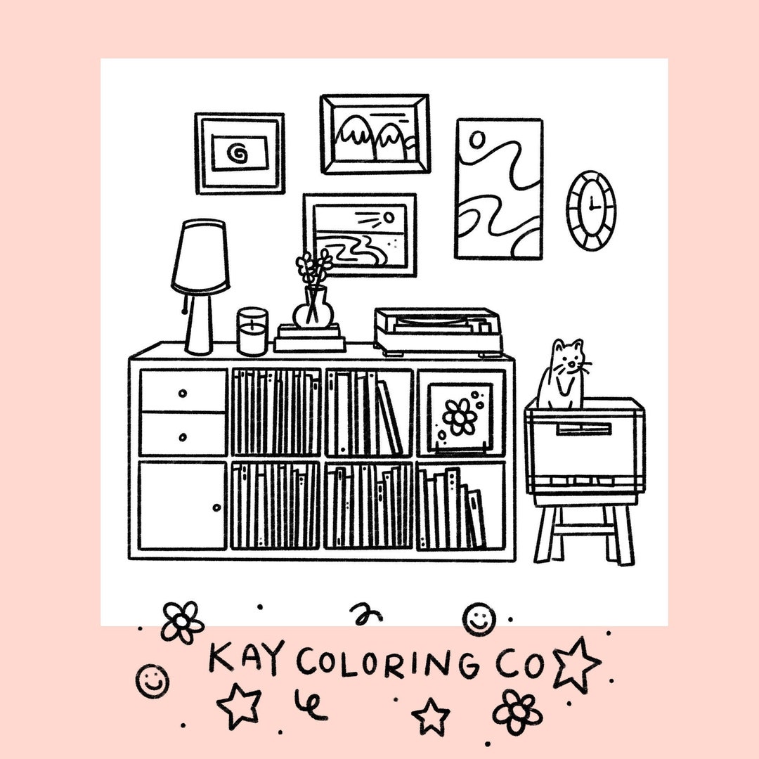 Living & Lounging Set · Coloring Pages · Download · Printable - Etsy