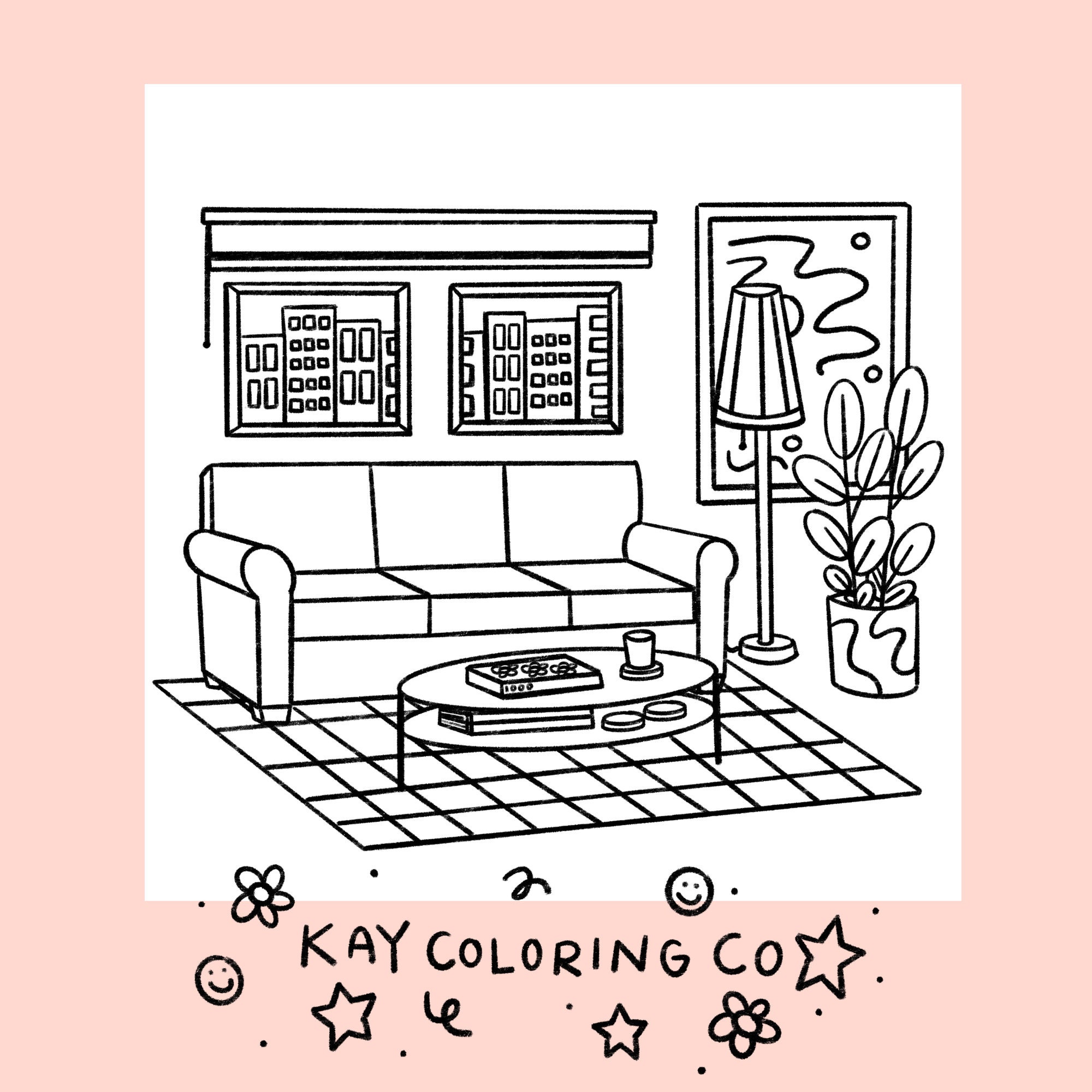Living & Lounging Set · Coloring Pages · Download · Printable - Etsy