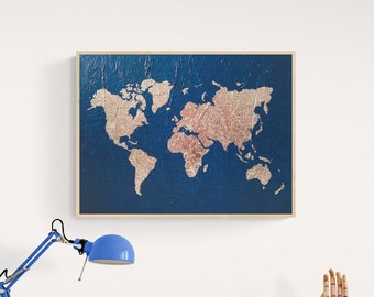 Acrylic World Map Painting - Etsy