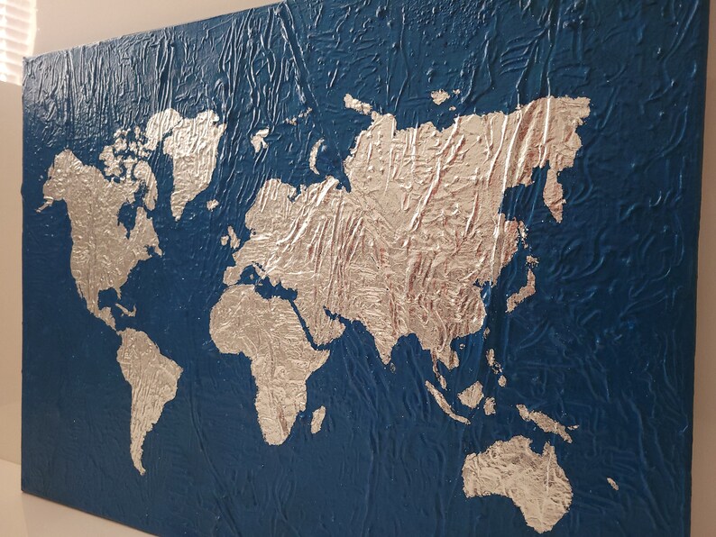 Handmade World Map Acrylic Painting Wall Art 24x18 - Etsy