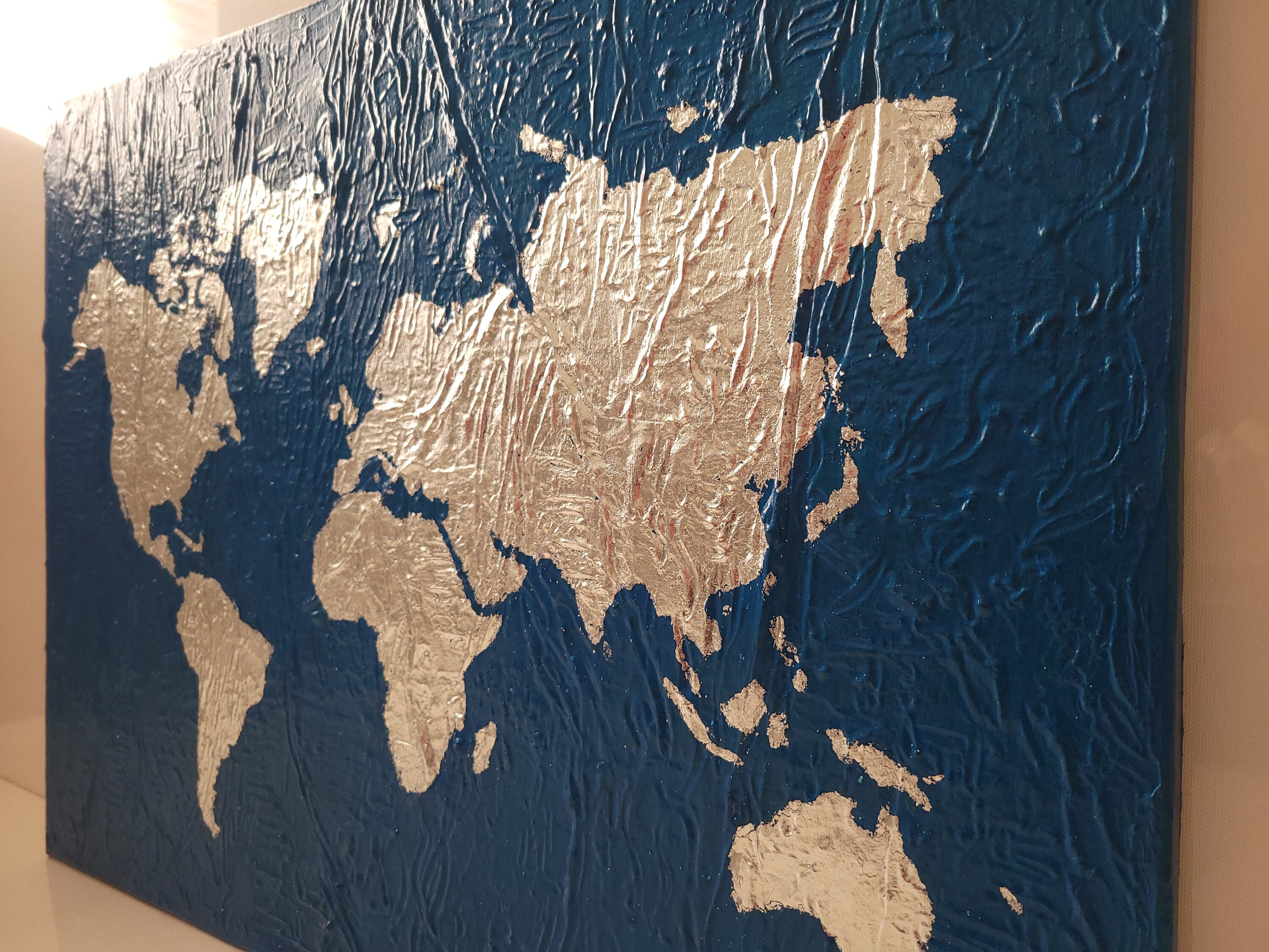 Handmade World Map Acrylic Painting Wall Art 24x18 Modern Wall Art With ...