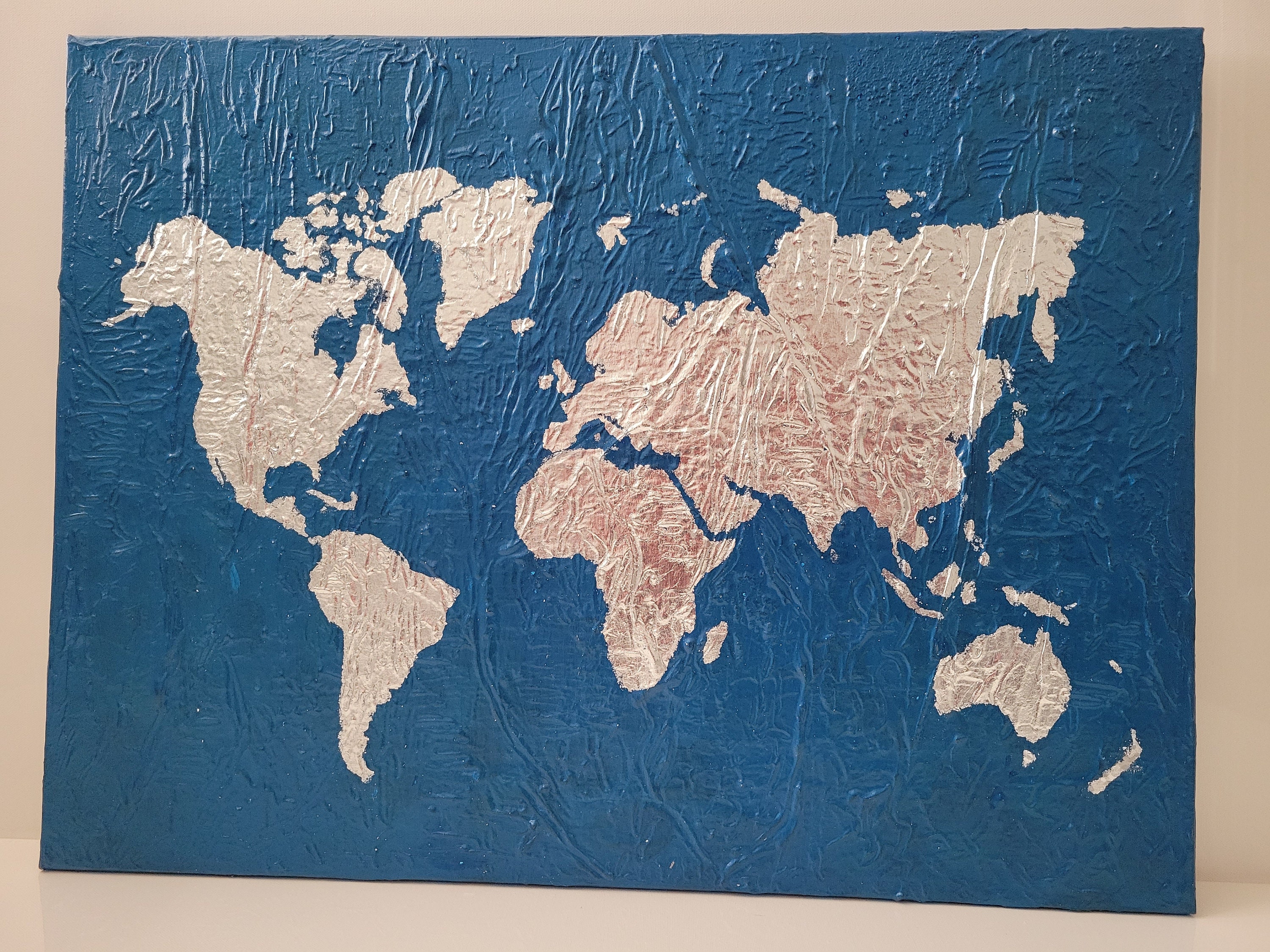 Handmade World Map Acrylic Painting Wall Art 24x18 - Etsy