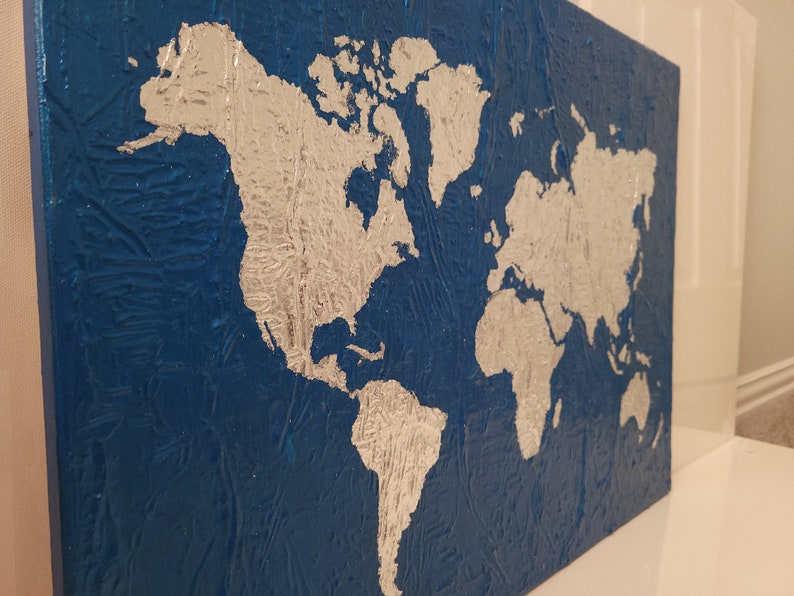 Handmade World Map Acrylic Painting Wall Art 24x18 - Etsy