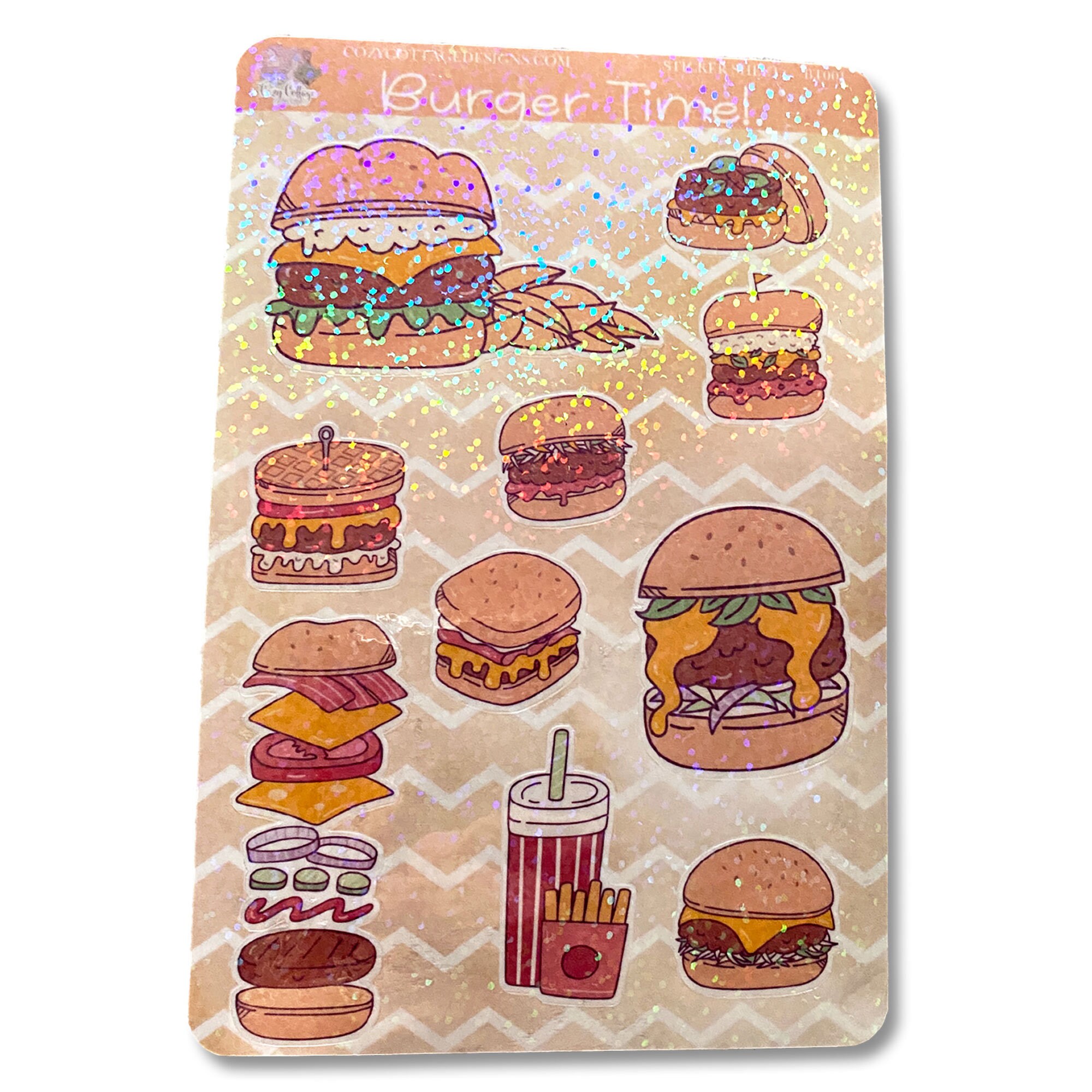 Burger Sticker Sheet, Fast Food Journal Stickers, Set of 12 Vinyl ...