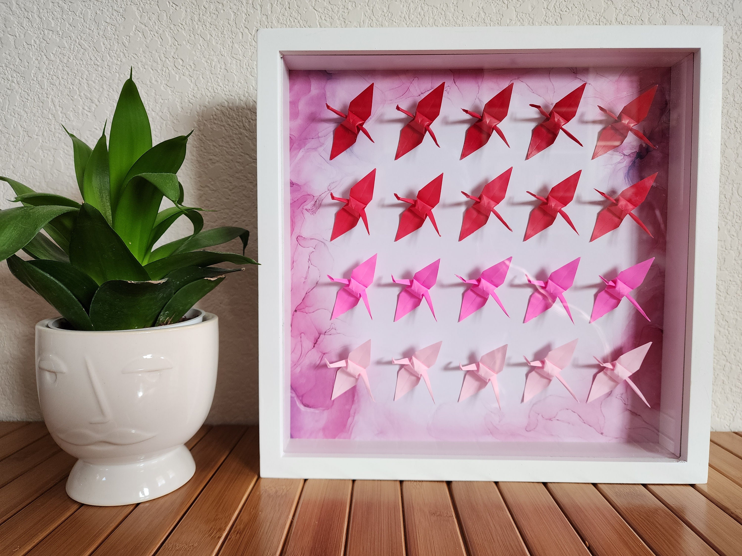 20 Origami Cranes Framed in Shadow Box: Artwork, Gifts, Decoration - Etsy