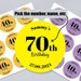Personalised Birthday Stickers, 70th, Custom, Customise the Date, 30th ...