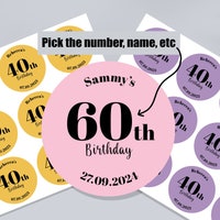Number 60 Stickers, 60th Birthday Party, 60th Milestone Theme Party ...