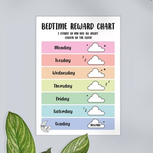 Bedtime Reward Chart - Kids Routine - Helping to Sleep in Their Own Bed ...