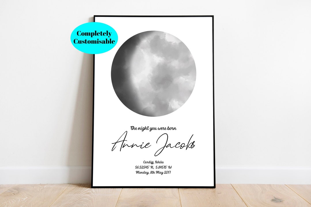Custom Moon Phase Print, the Night You Were Born, Astrology Print, Moon ...
