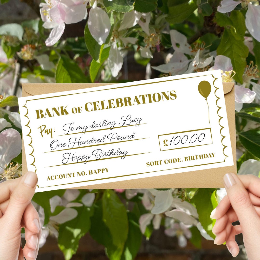 Personalised Celebration Cheque Scratch Card: Custom Birthday Gift ...