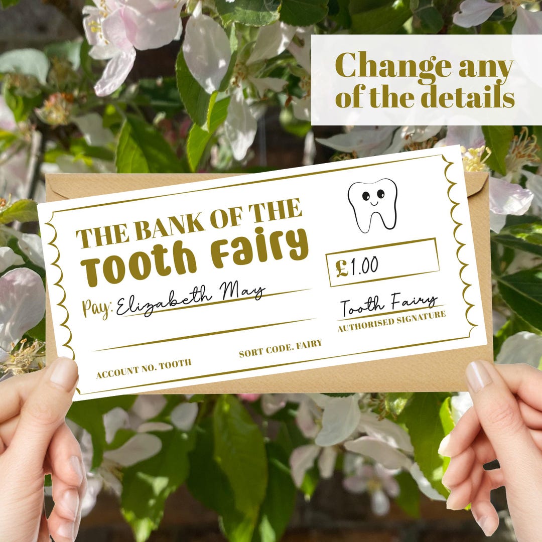 Personalised Tooth Fairy Ticket: Gift Reveal Card With Envelope - Etsy
