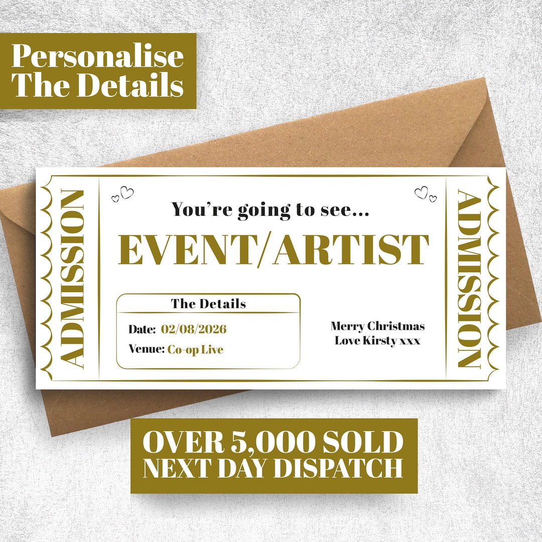 Personalised Fake Concert/event Ticket Gift: Theatre Voucher Reveal ...