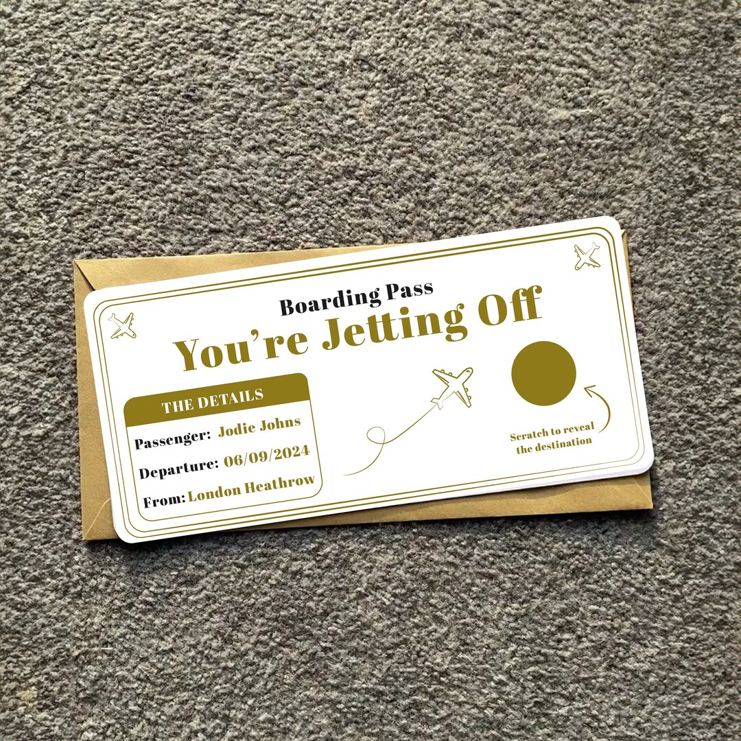 Your Jetting off Boarding Pass, Personalised Scratchcard Surprise, Pack ...