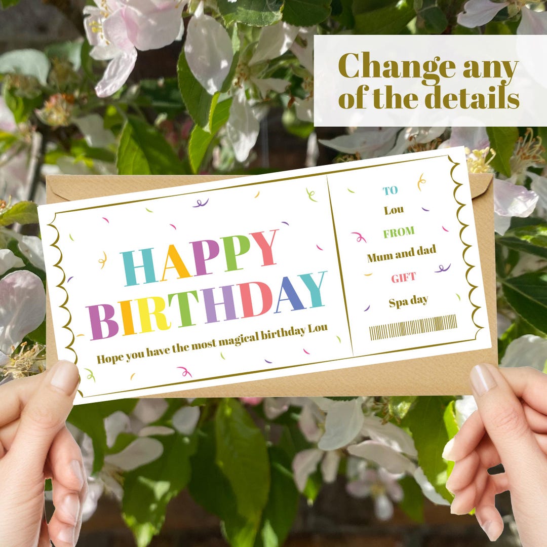 Personalised Birthday Scratch Card Gift Voucher: Surprise Ticket With ...