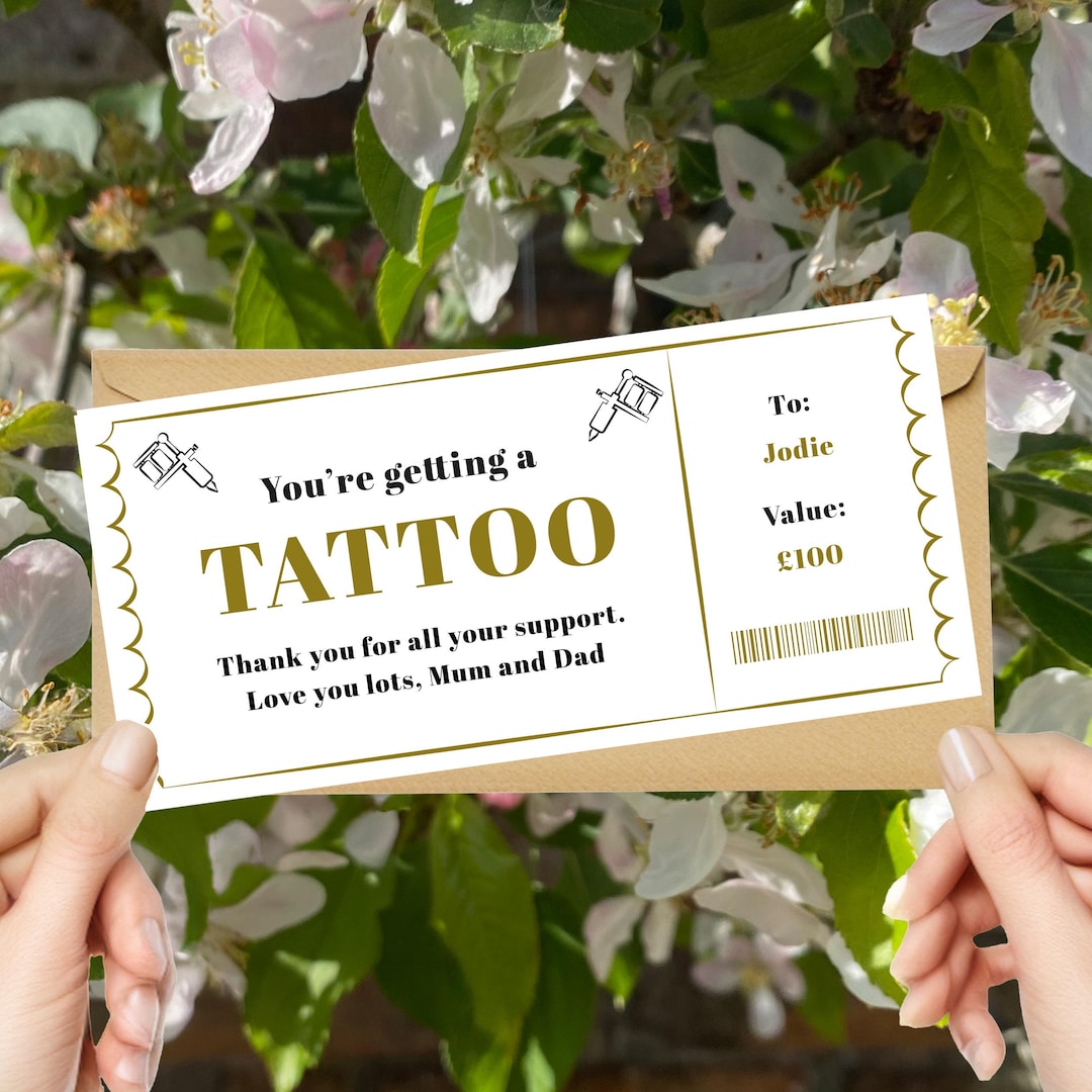 Personalised Tattoo Fake Voucher Ticket - Customise for Him or Her ...