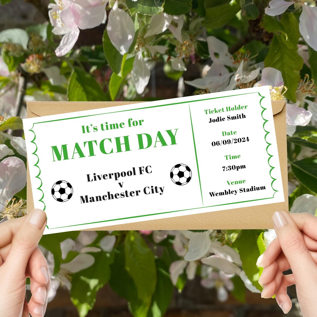 Custom Match Day Ticket, Ticket Voucher, Football Game Titcket ...