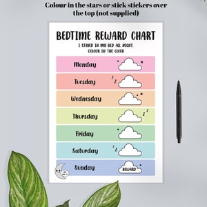 Bedtime Reward Chart - Kids Routine - Helping to Sleep in Their Own Bed ...