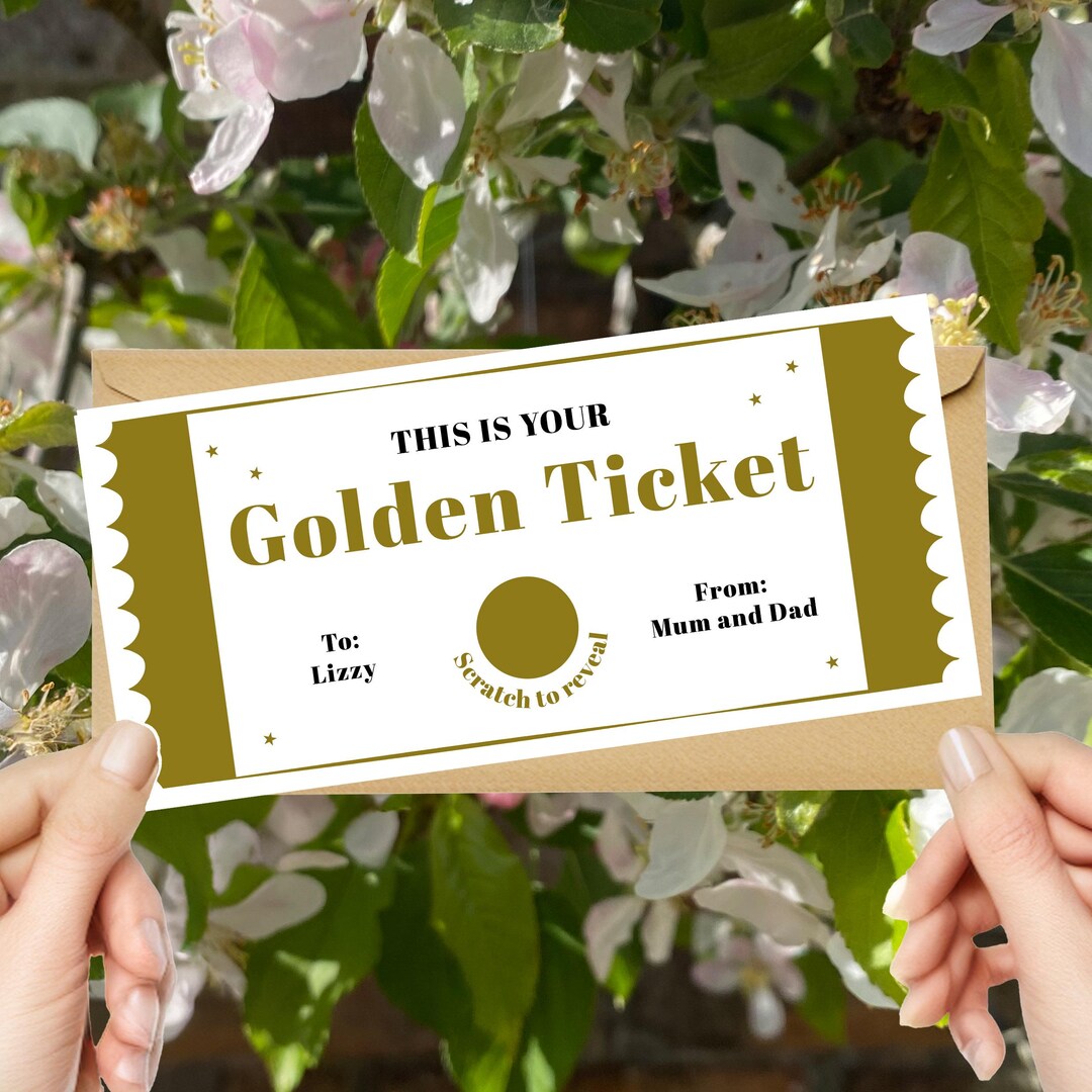 The Golden Ticket, Scratch & Reveal Surprise Ticket, Surprise Gift ...