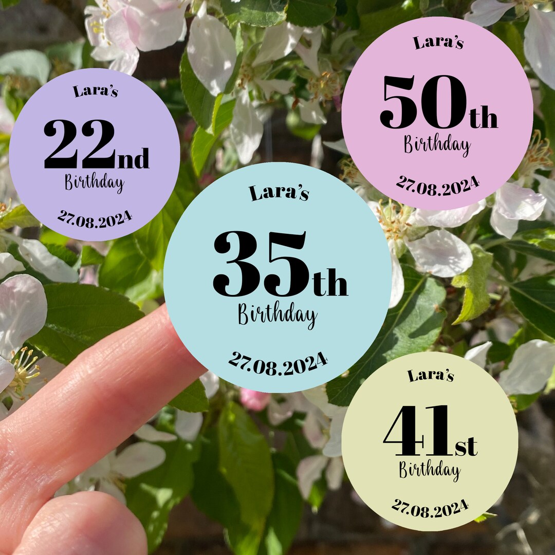 Personalised Birthday Stickers: Custom Date, Event Coloured Party ...