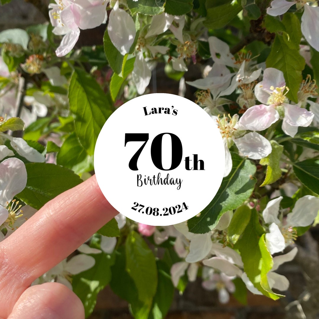 Personalised Birthday Stickers, 70th, Custom, Customise the Date, 30th ...