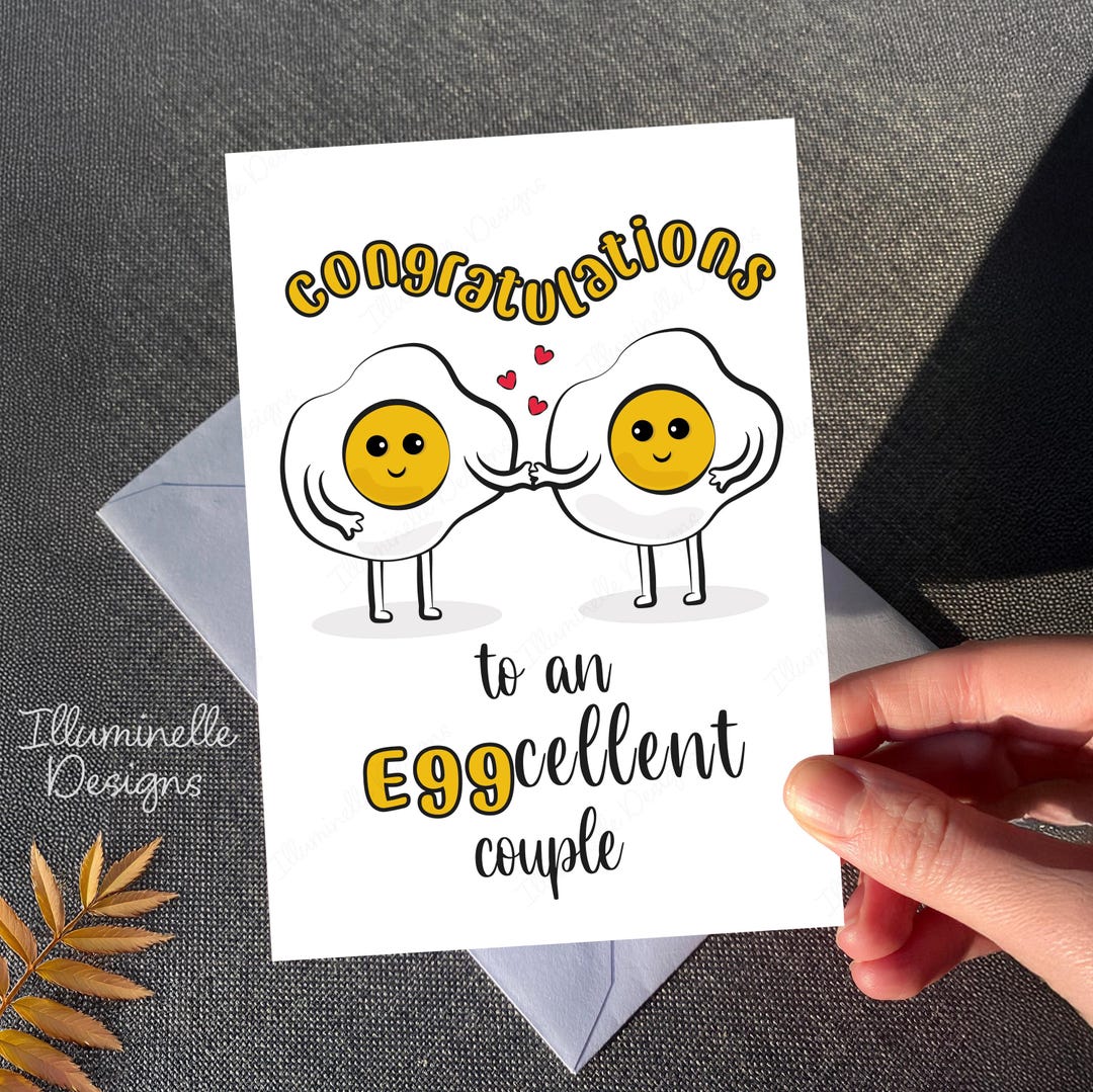 Congratulations to an Eggcellent Couple Card, Fried Eggs, Anniversary ...