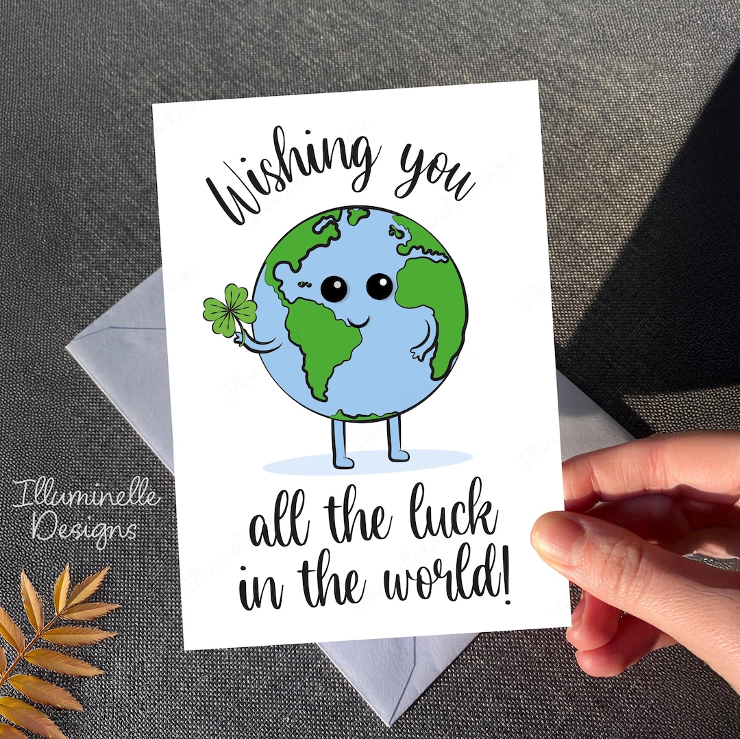 Wishing You All the Luck in the World Card, Good Luck Card, Card Puns ...