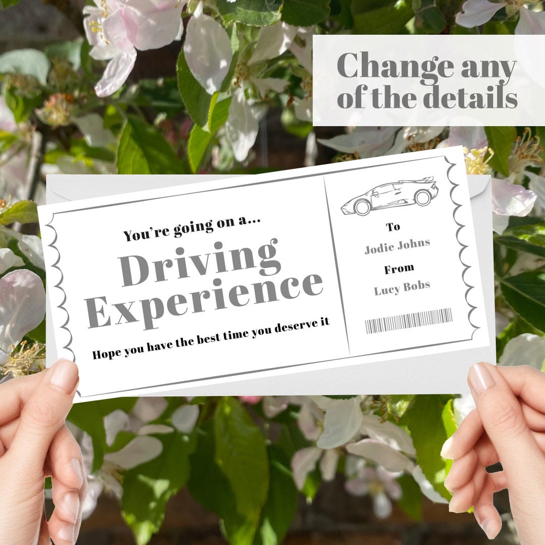 Personalised Driving Experience Reveal Card: Fake Voucher Gift - Etsy