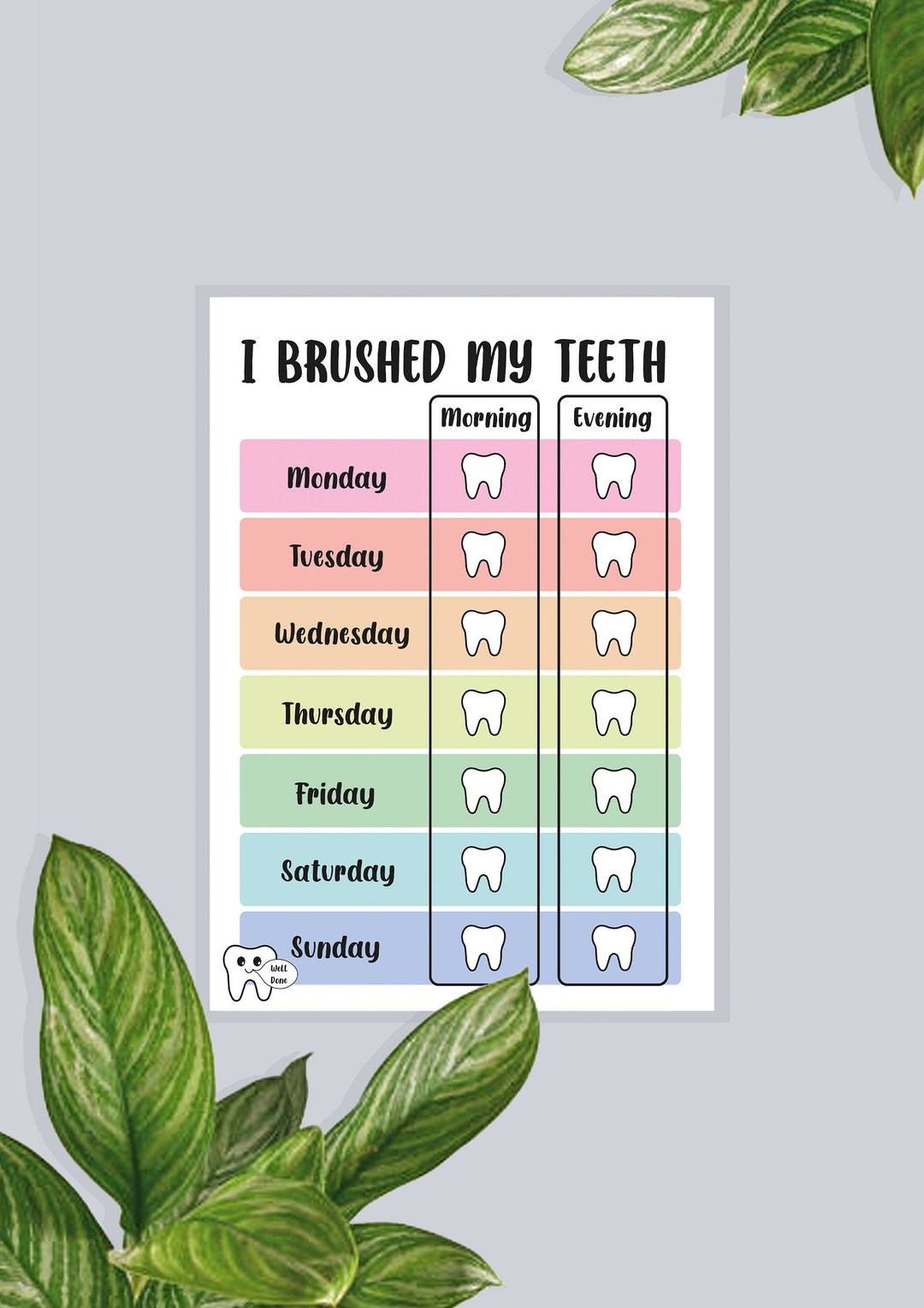 Brushing Teeth Reward Chart - Kids Routine - Children Morning Routine ...