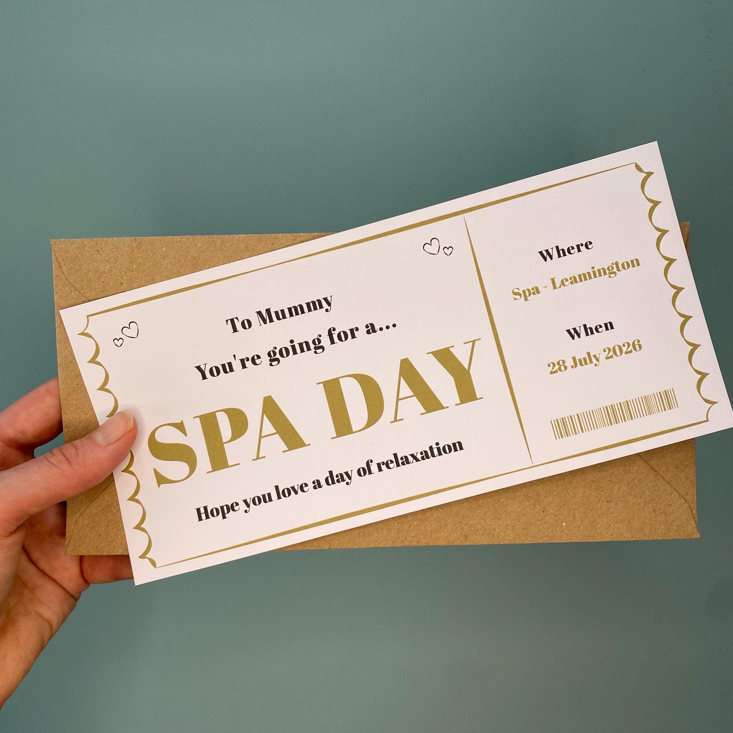Personalised Spa Day Ticket: Birthday Gift Reveal Voucher - Etsy UK
