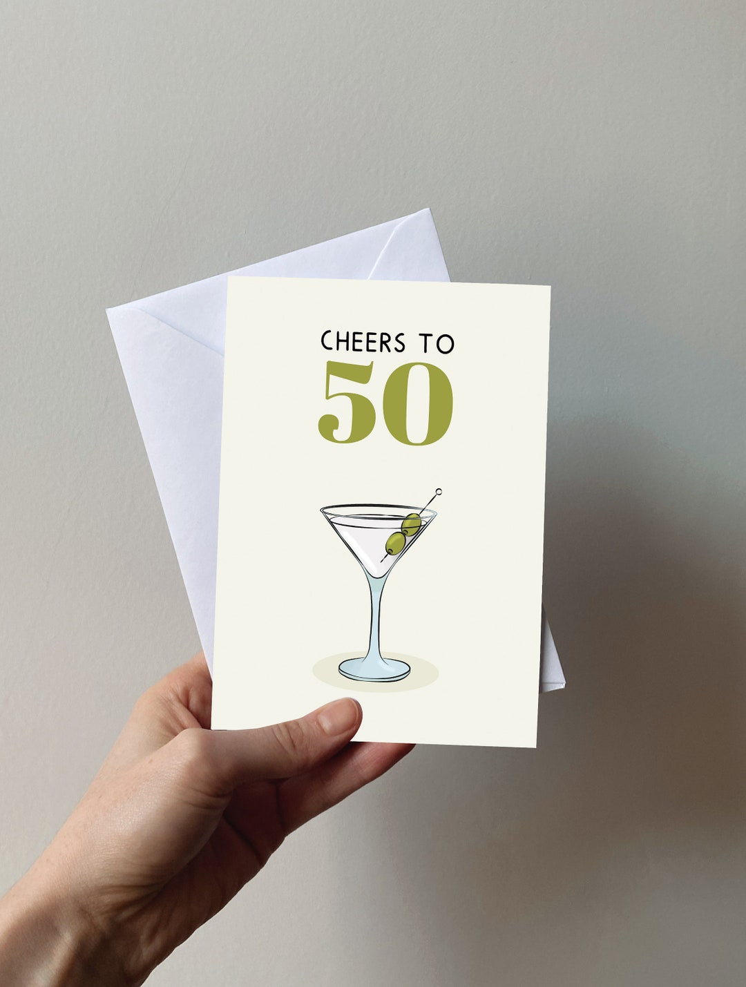 Cheers to 50 Card - 50th Birthday Card, Alcohol, Funny 50th Birthday ...