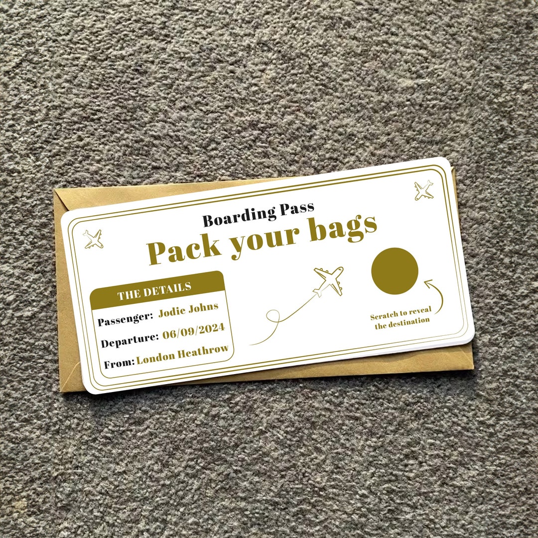Personalised Scratchcard Surprise, Pack Your Bag Gift Scratch off ...