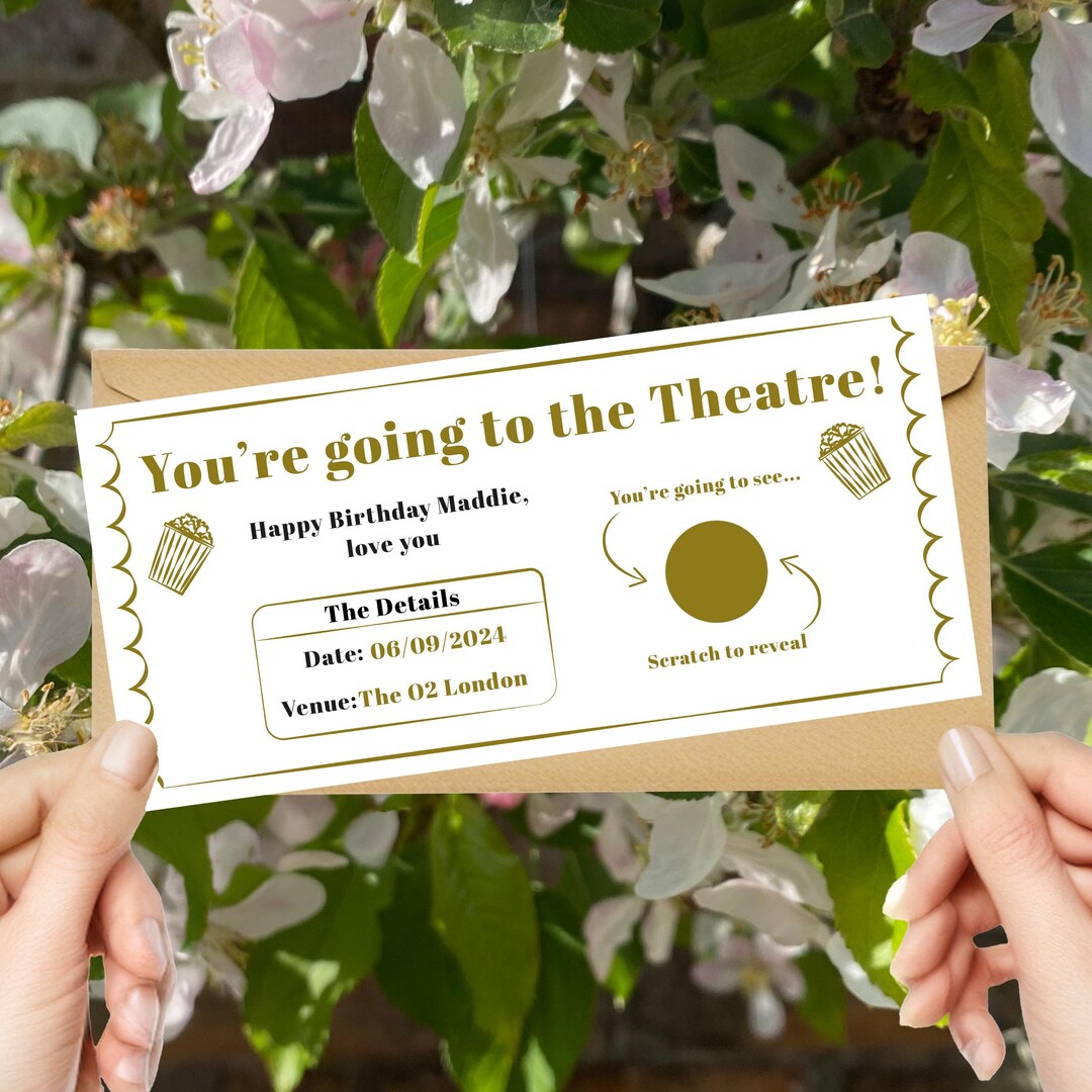 Personalised Theatre Ticket Scratch Card: Surprise Gift Reveal - Etsy