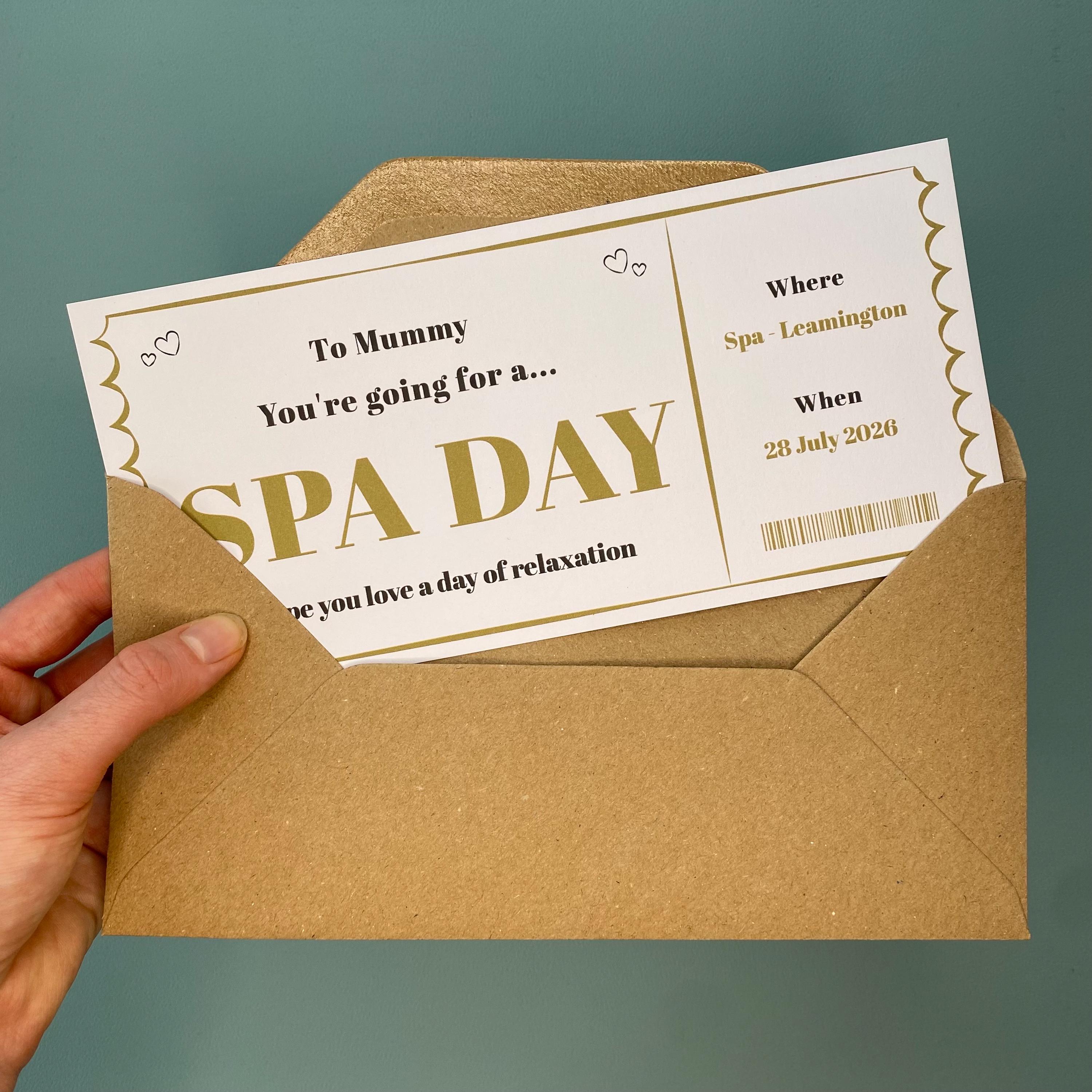 Personalised Spa Day Ticket: Birthday Gift Reveal Voucher - Etsy UK