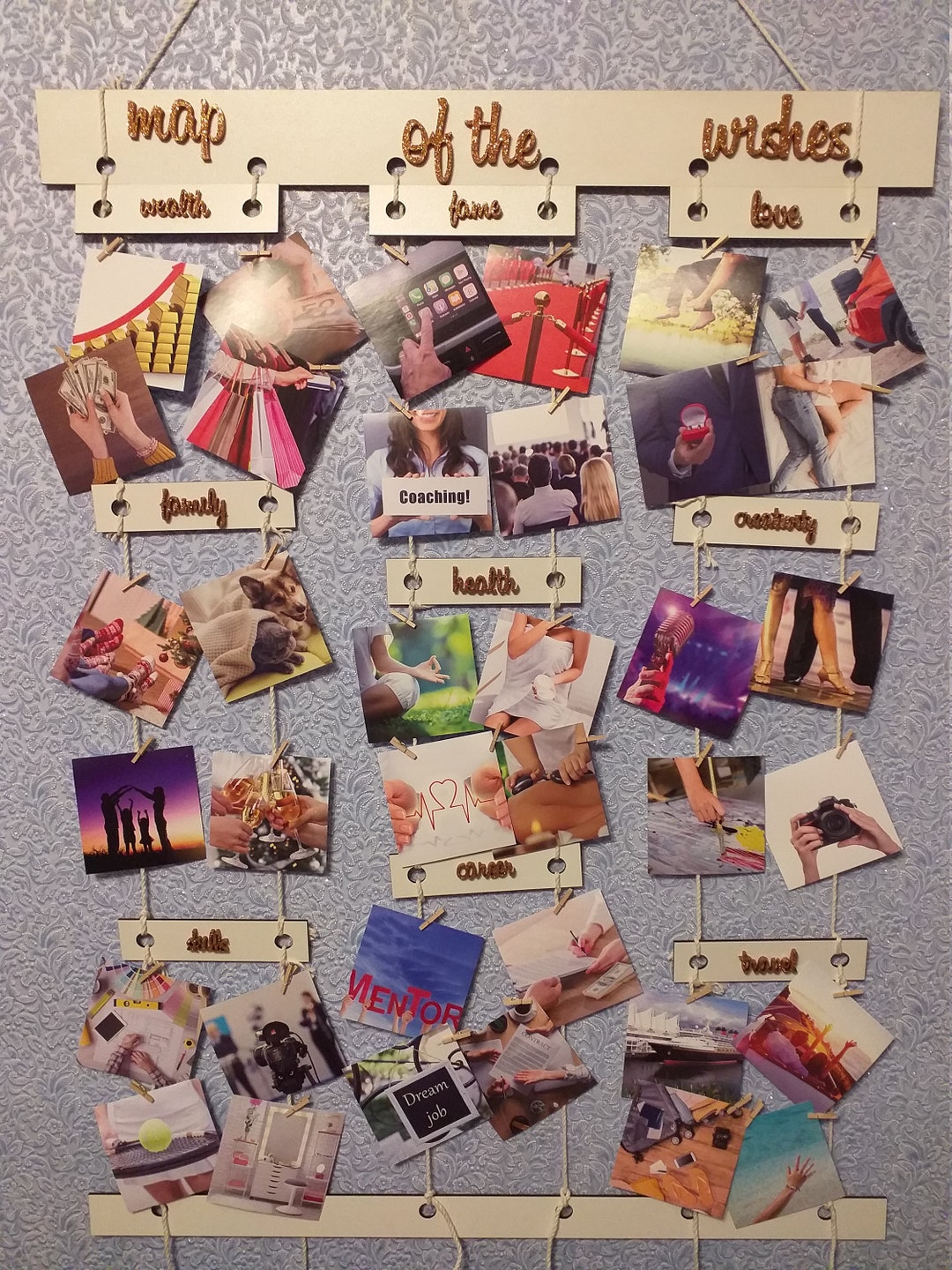 White Wooden Goal Planner,map of the Wishes, White Photo Planner ...