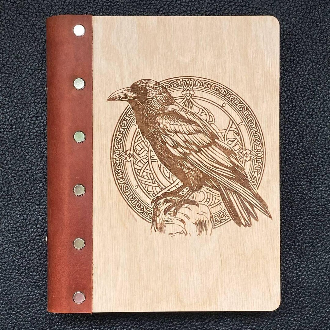 Viking Raven Wooden Notebook: Norse Mythology Journal, Dnd Spellbook - Etsy