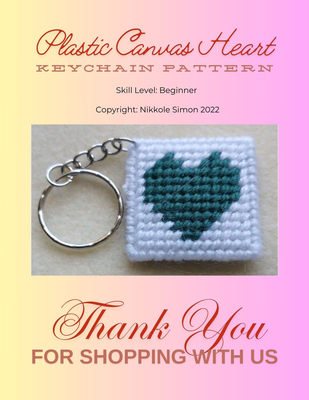Plastic Canvas Heart Key Chain Pattern - Etsy