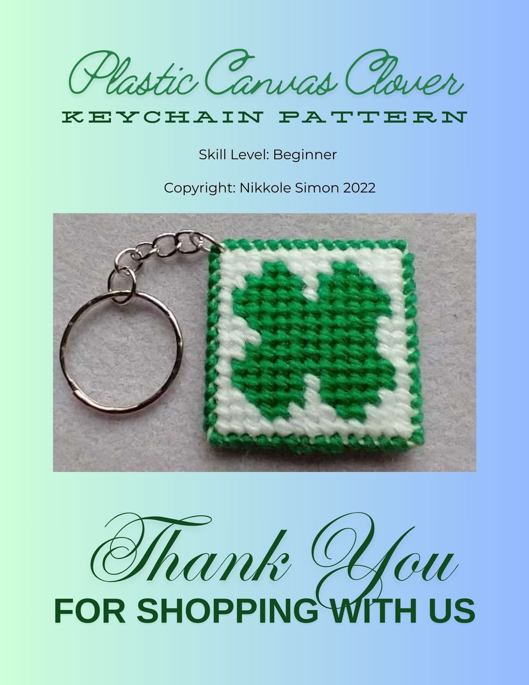 Plastic Canvas Clover Key Chain Pattern - Etsy