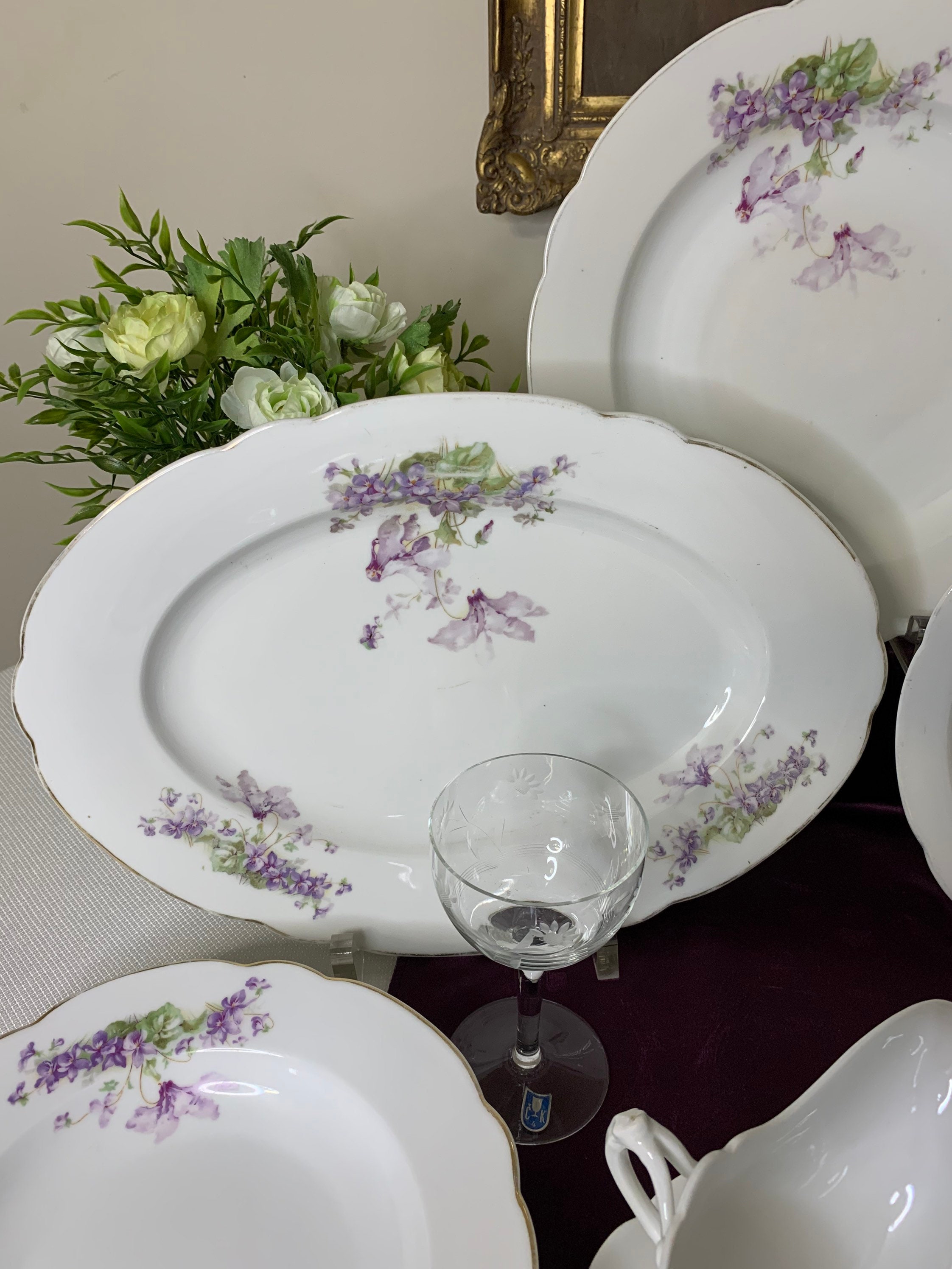 Vintage Dinner Service White Porcelain With Nostalgic Lilac - Etsy
