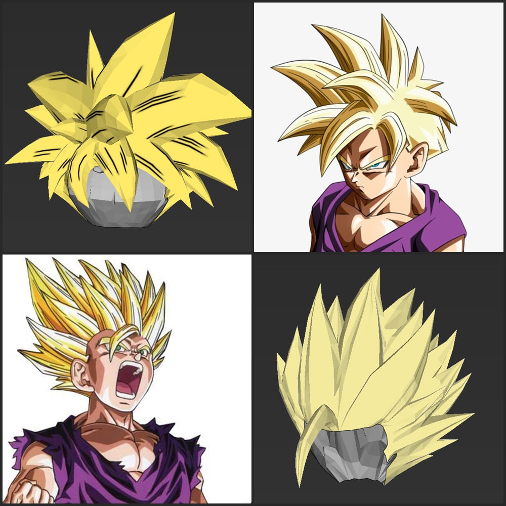 Wigs Gohan Teen SSJ/SSJ2 DBZ Pepakura | Etsy