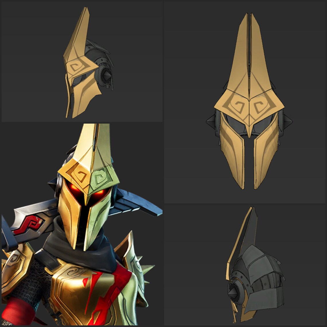 Eternal Knight Gold Fornite Pepakura helmet | Etsy