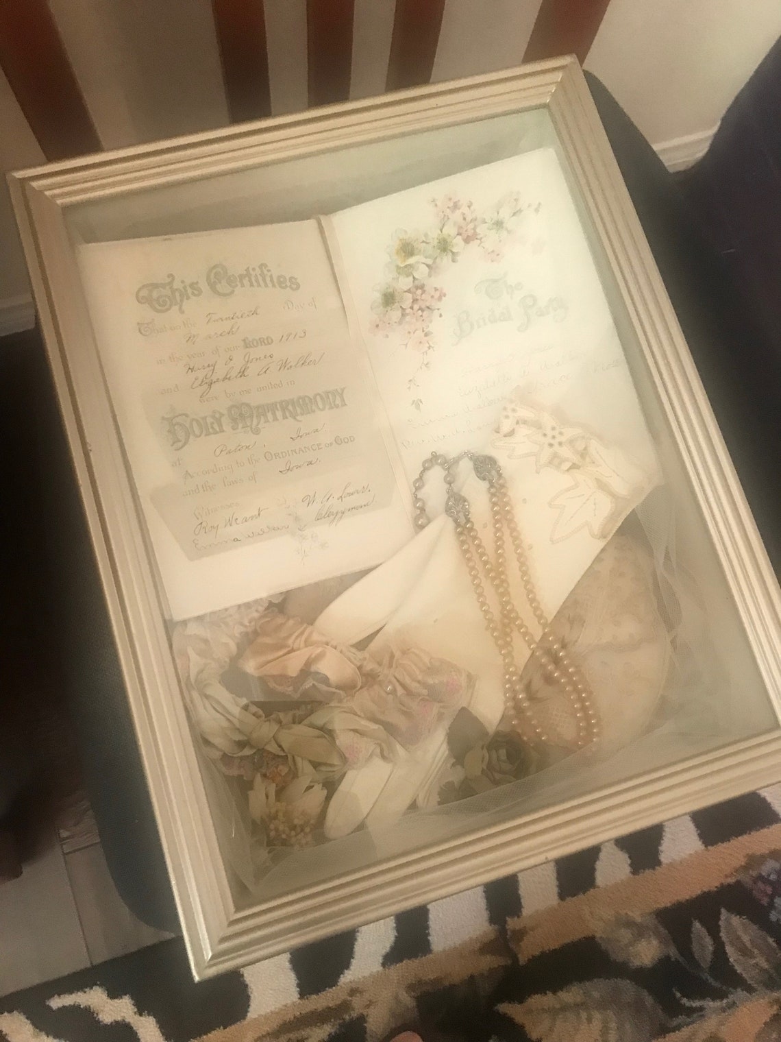 Shadow Box Displaying Old Wedding Items From 1913, 1920's... - Etsy